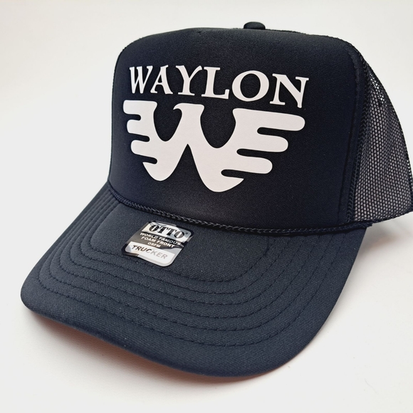 Accessories | Waylon Jennings Foam Trucker Mesh Snapback Black Hat Cap ...